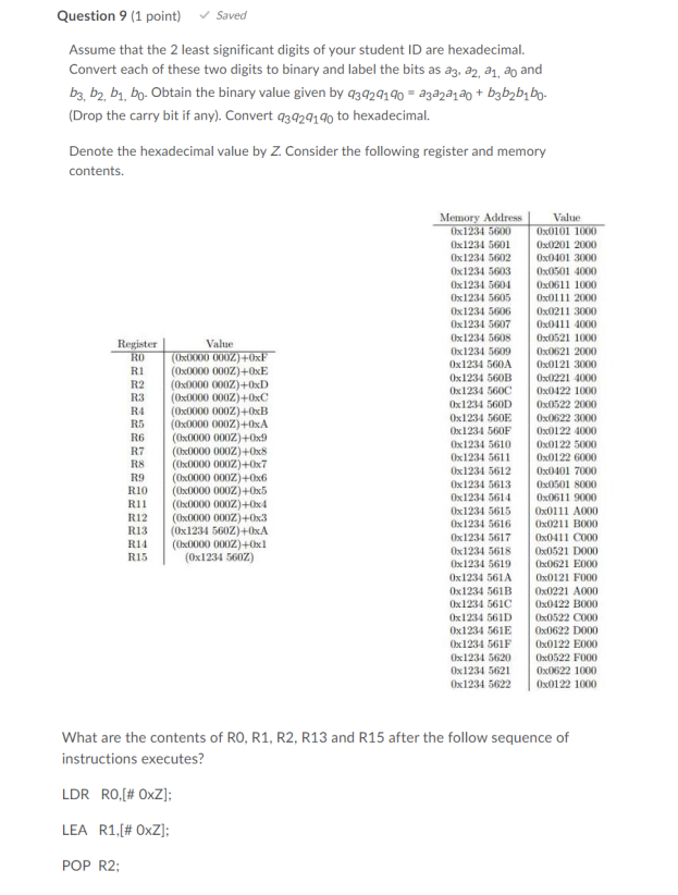 Solved Assume that the 2 least significant digits of your | Chegg.com
