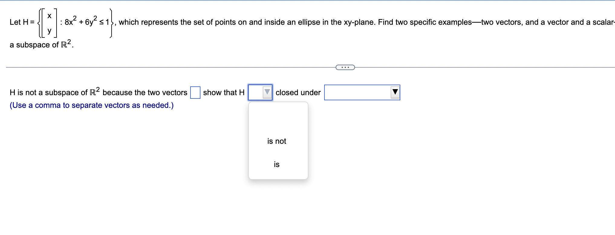 Solved Question content area topPart 1LetH= x y : | Chegg.com