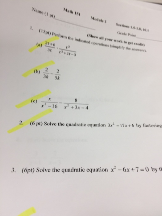 Solved Perform The Indicated Operations Simplify The