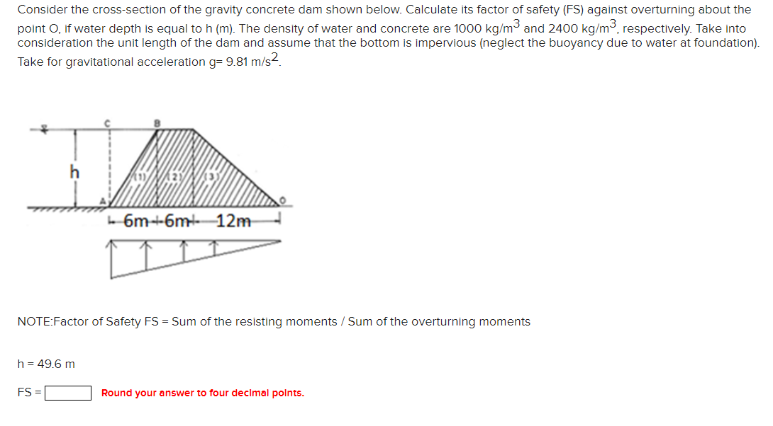 Solved Consider the cross-section of the gravity concrete | Chegg.com