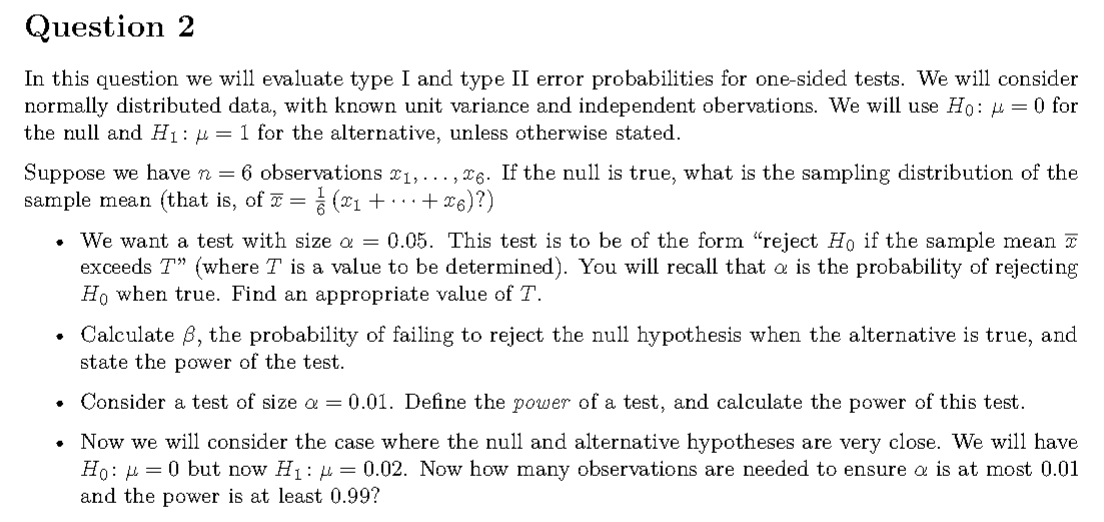 Solved In this question we will evaluate type I and type II | Chegg.com