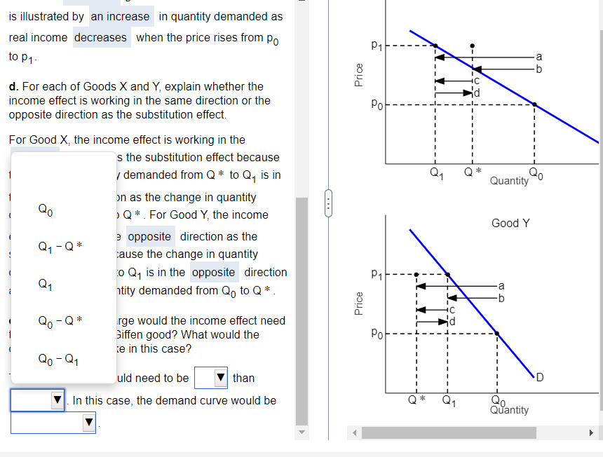 Solved Good Y is an inferior good because the income effect | Chegg.com
