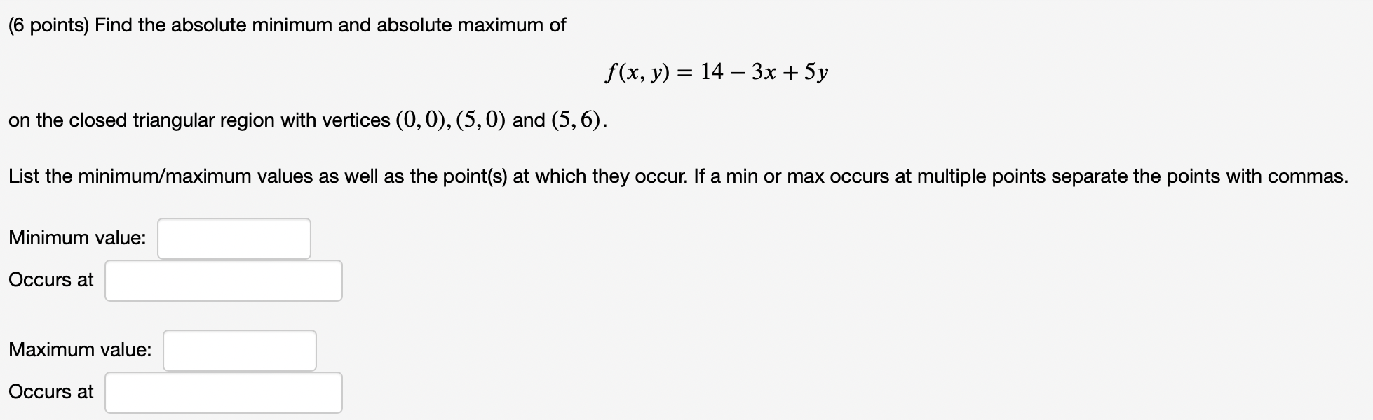 Solved (6 points) Find the absolute minimum and absolute | Chegg.com