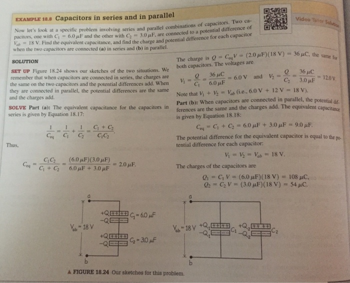 Solved EXAMPLE 18.8 Capacitors in series and in parallel | Chegg.com