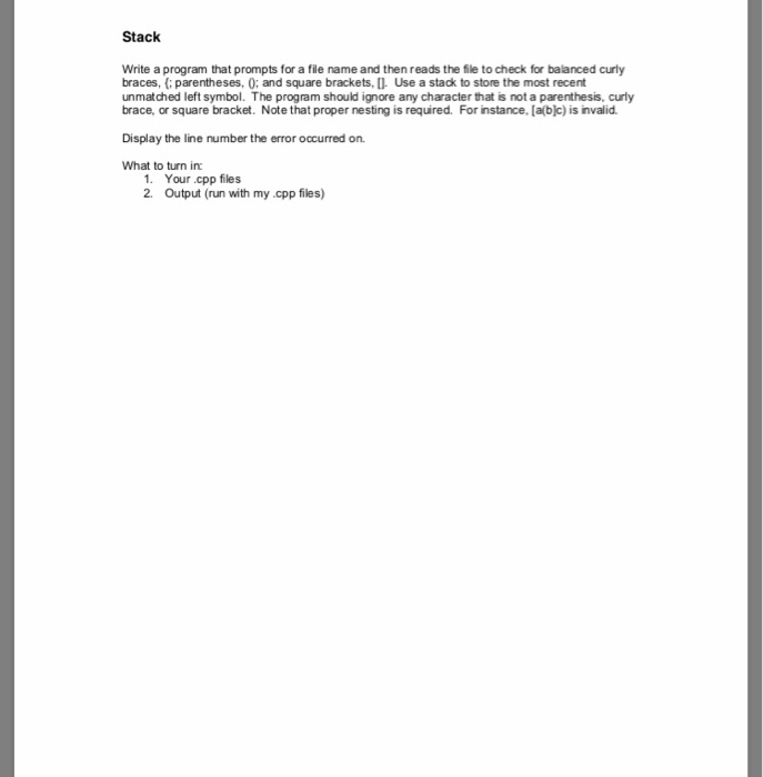Solved Stack Write a program that prompts for a file name | Chegg.com