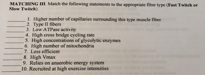 Solved MATCHING III. Match the following statements to the | Chegg.com