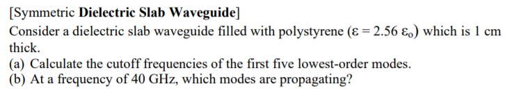 Solved [Symmetric Dielectric Slab Waveguide] Consider a | Chegg.com