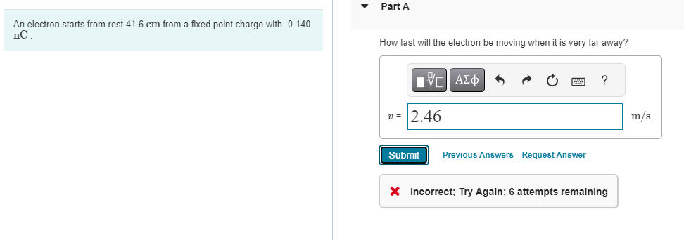Solved Part AAn electron starts from rest 41.6 ﻿cm from a | Chegg.com