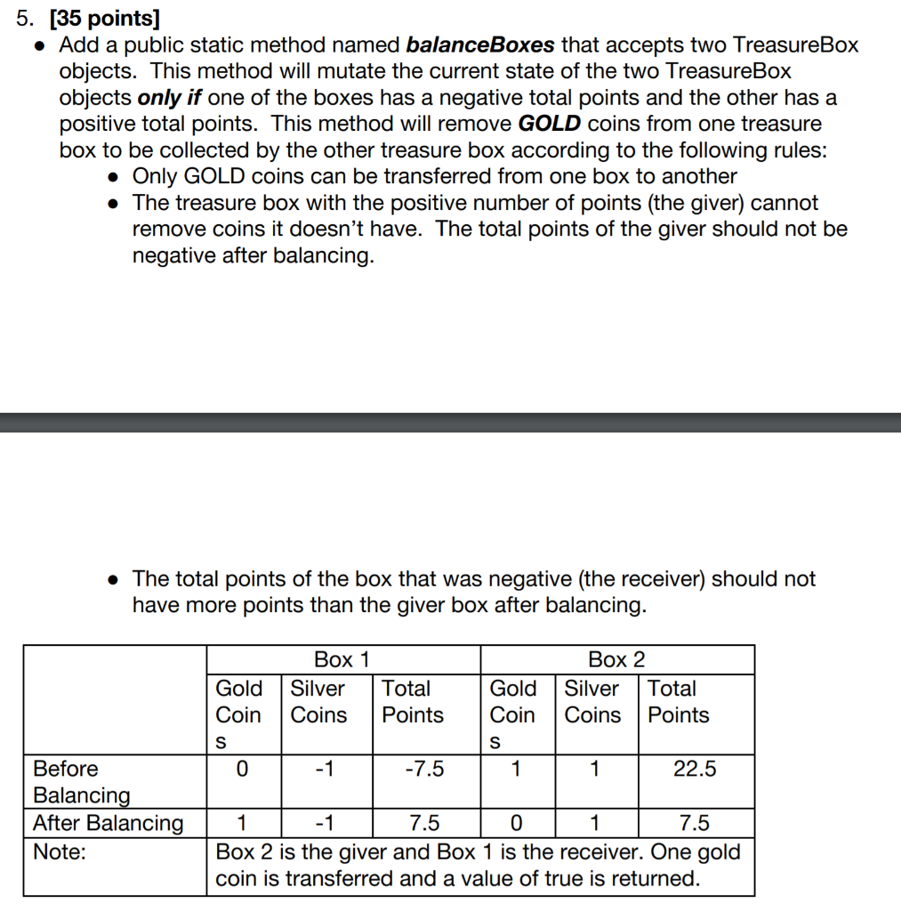 5. [35 points] • Add a public static method named | Chegg.com