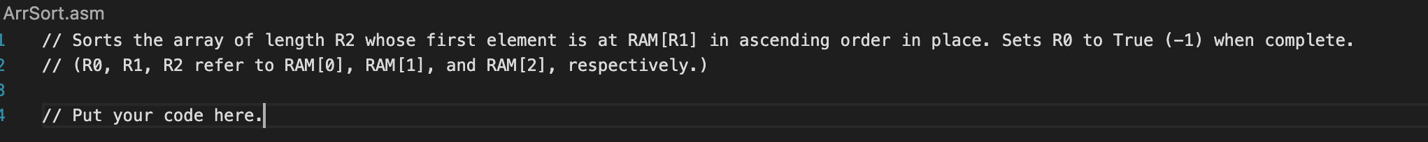 Solved Complete the code in ArrSort.asmInputs: R1 contains | Chegg.com