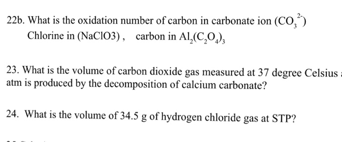 Solved What is the oxidation number of carbon in carbonate | Chegg.com