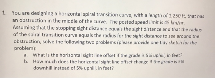 Solved You are designing a horizontal spiral transition | Chegg.com