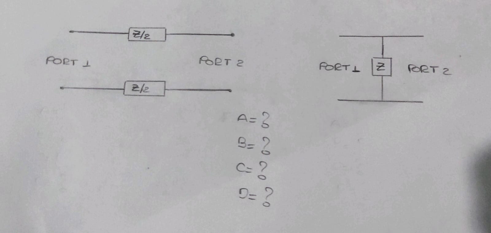 Solved Find the values of the ABCD matrix of the following | Chegg.com