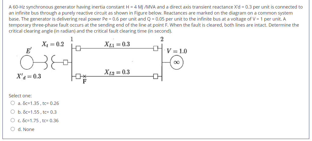 Solved A 60-Hz synchronous generator having inertia constant | Chegg.com