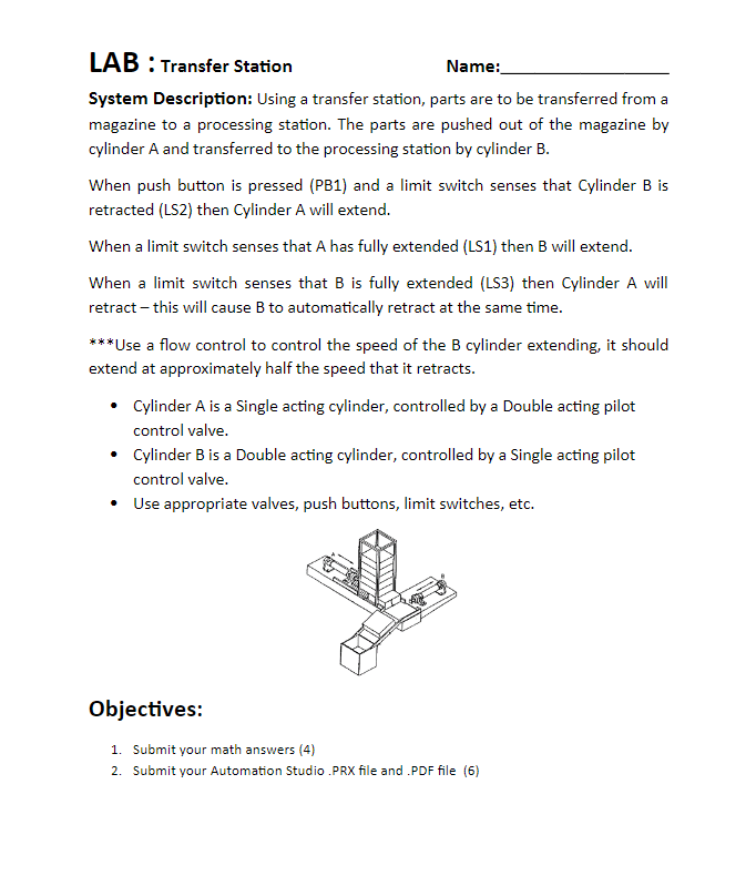 LAB : Transfer Station Name: System Description: | Chegg.com