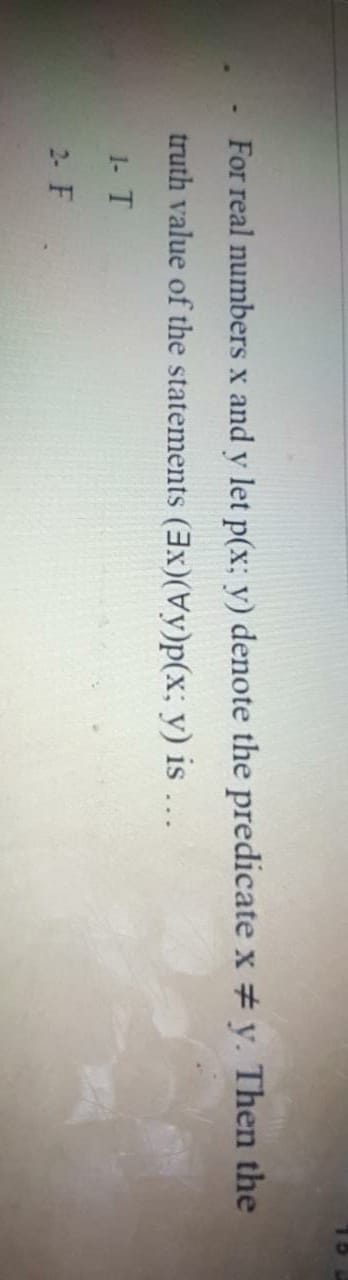 Solved - For real numbers x and y let p(x;y) denote the | Chegg.com