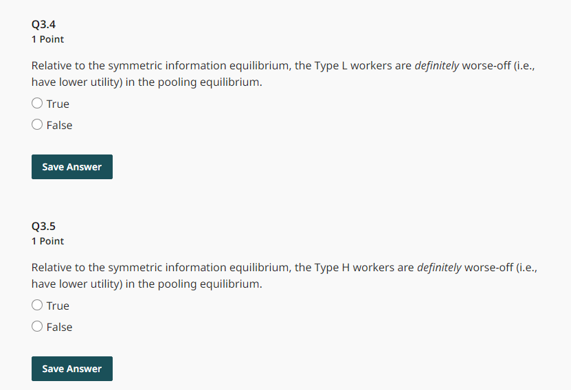 Solved Consider a pooling equilibrium in the signaling model | Chegg.com