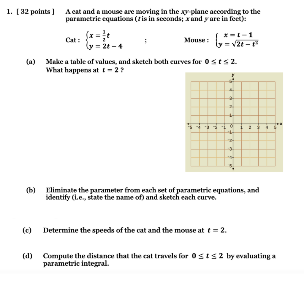 Solved 1. [ 32 points ] A cat and a mouse are moving in the | Chegg.com