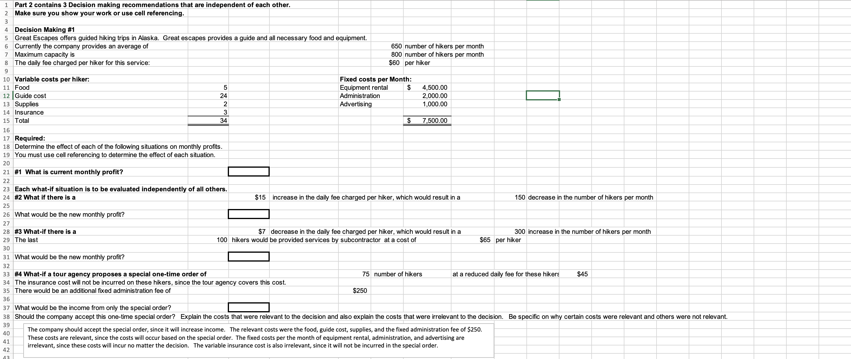Solved 1 Part 2 contains 3 Decision making recommendations | Chegg.com
