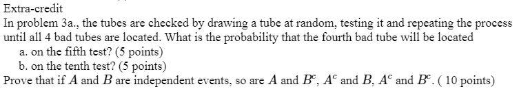 Solved Extra-credit In problem 3a., the tubes are checked by | Chegg.com