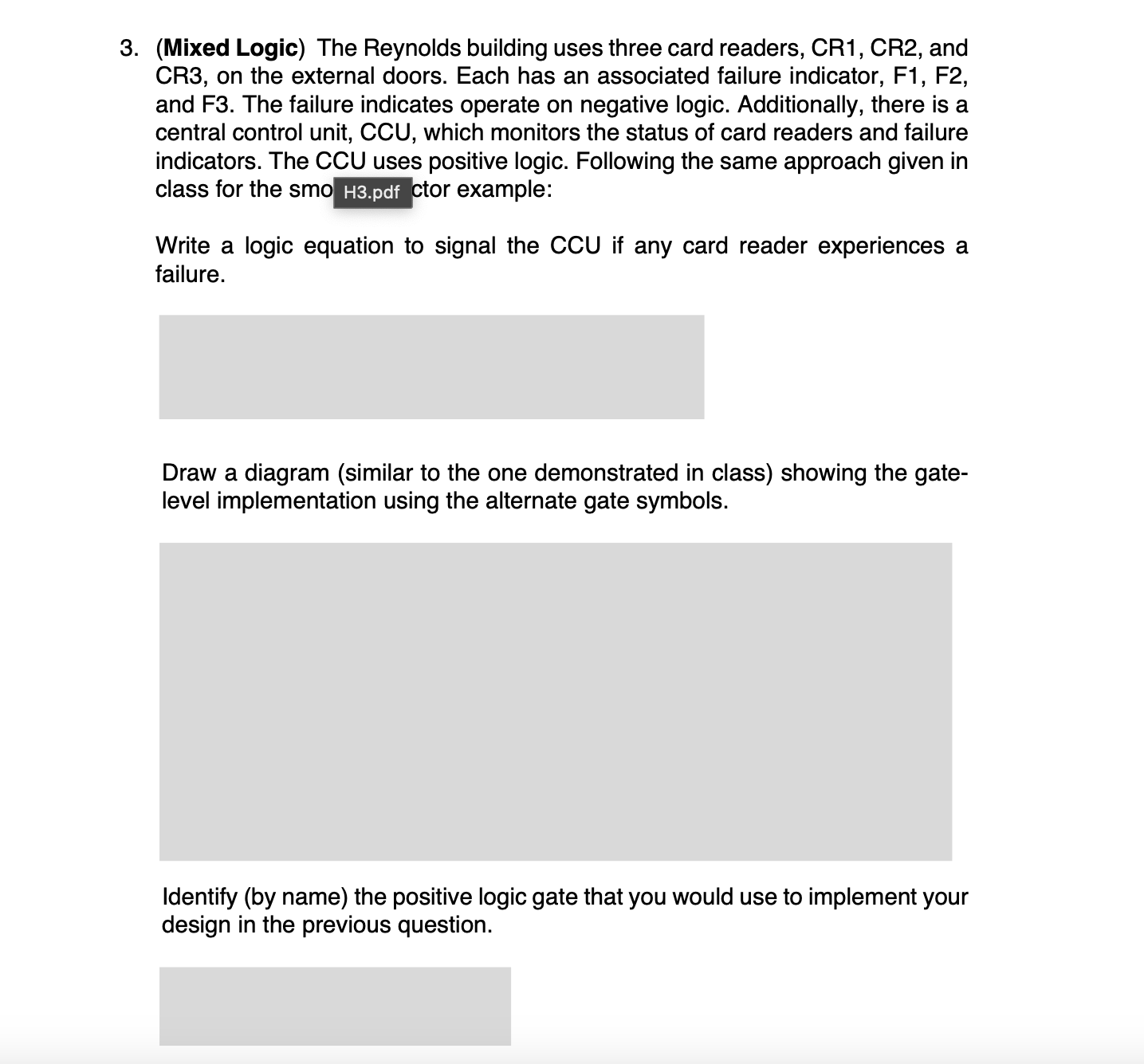 Solved (Mixed Logic) ﻿The Reynolds building uses three card | Chegg.com