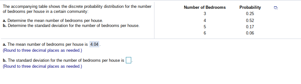 Solved The accompanying table shows the discrete probability | Chegg.com