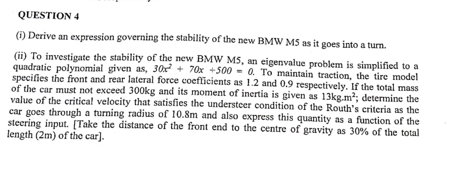 Solved (i) Derive an expression governing the stability of | Chegg.com