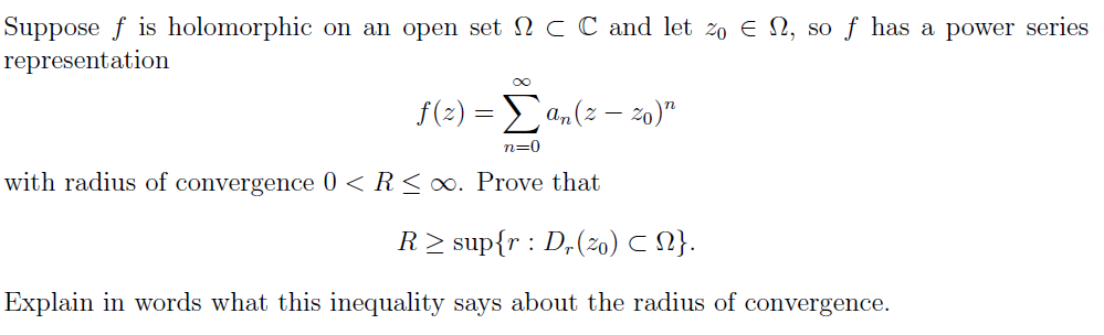 Solved Suppose f is holomorphic on an open set 12 C C and | Chegg.com