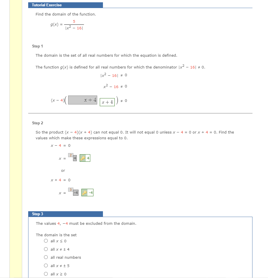 Solved The values 4, −4 must be excluded from | Chegg.com