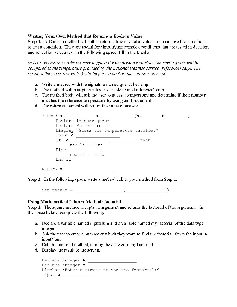 Solved Unit 7 - Methods and Pseudocode Critical Revicw You | Chegg.com