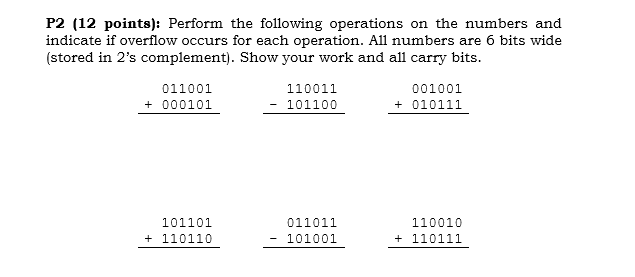 Solved P2 (12 points): Perform the following operations on | Chegg.com