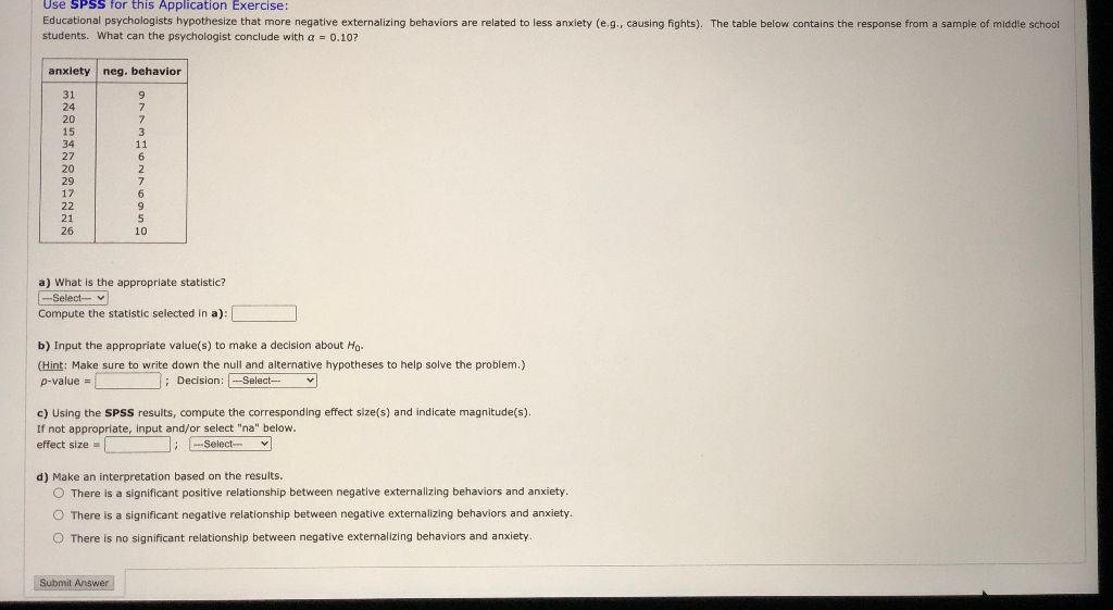 Solved Use SPSS for this Application Exercise: Educational | Chegg.com