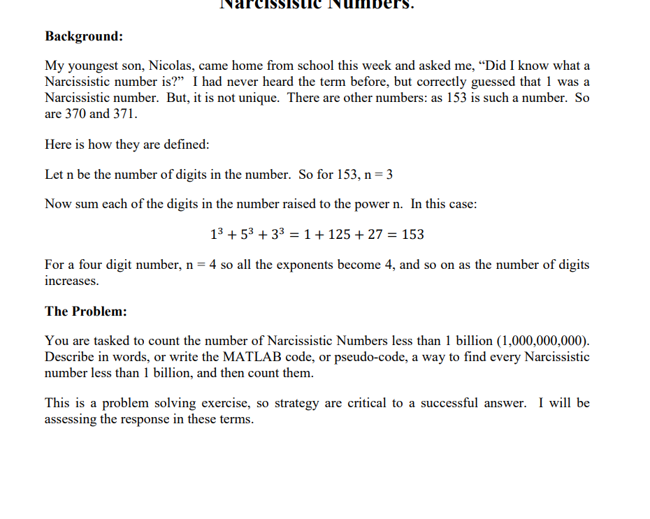 Solved Background: My youngest son, Nicolas, came home from | Chegg.com
