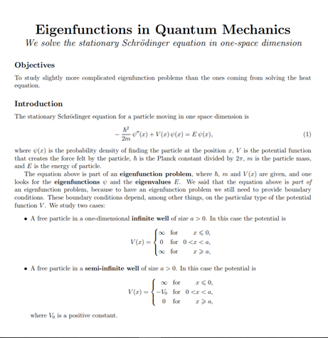 Solved Eigenfunctions in Quantum Mechanics We solve the | Chegg.com