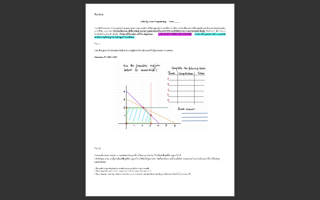 Solved Solve by Linear Programming: Form: _____ For each | Chegg.com