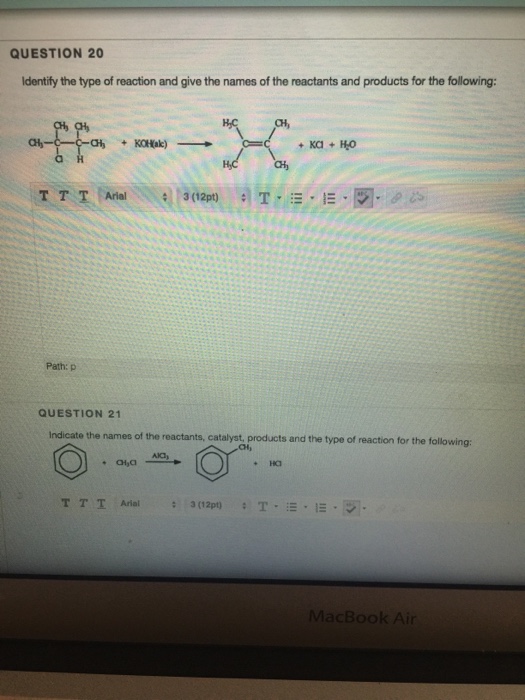 Solved Identify the type of reaction and give the names of | Chegg.com