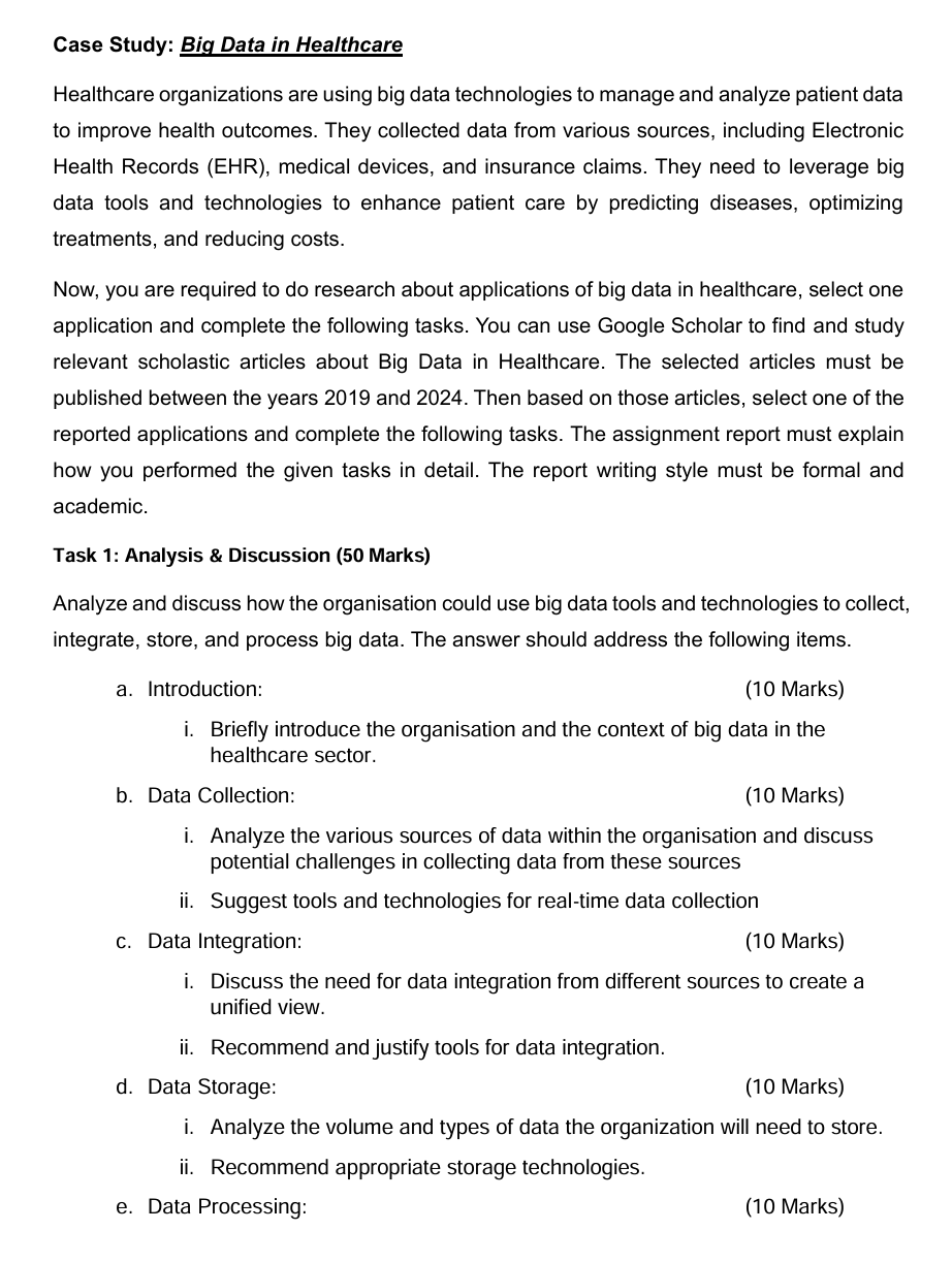 Solved Case Study: Big Data in HealthcareHealthcare | Chegg.com