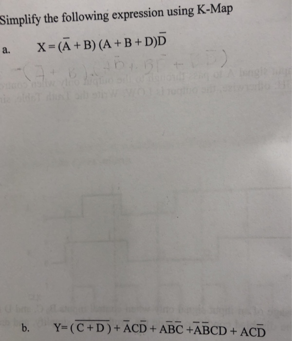 Simplify the following expression using K-Map a. | Chegg.com