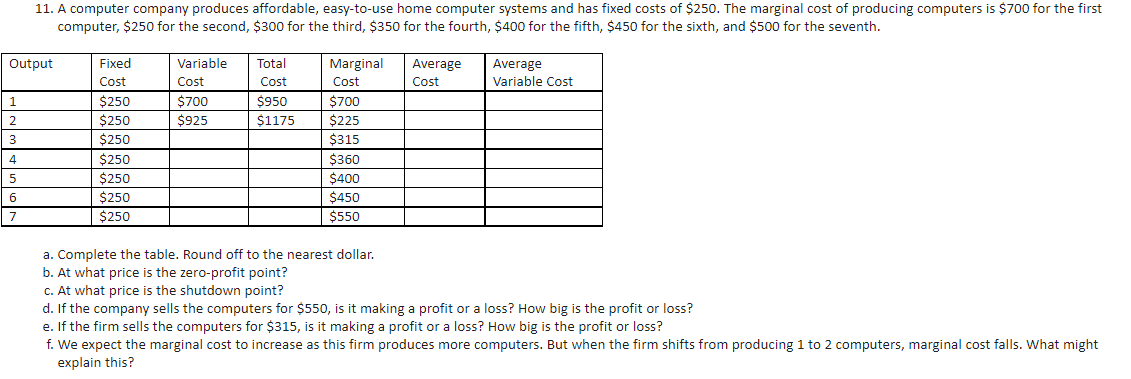 Solved Output 1 2 3 4 11. A computer company produces | Chegg.com