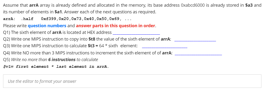Solved Assume that arrA array is already defined and | Chegg.com