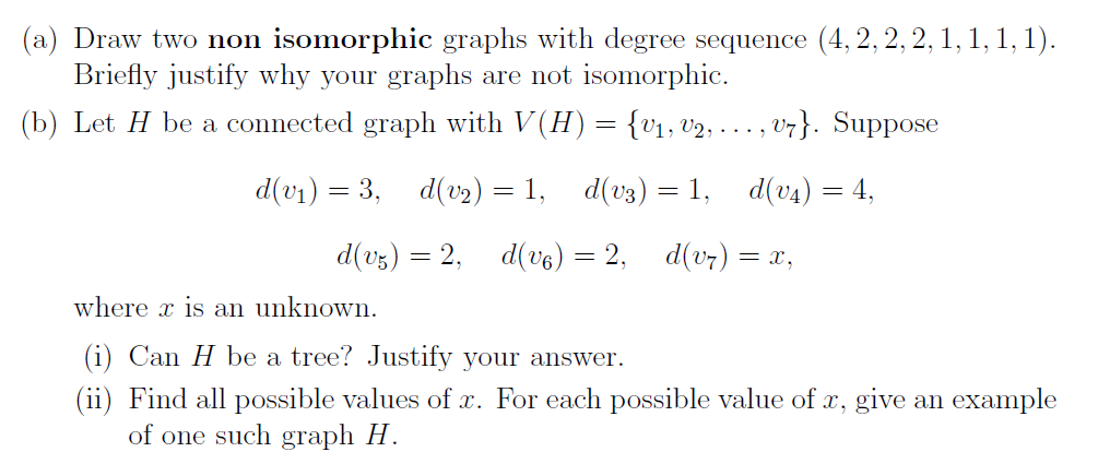 Solved (a) Draw two non isomorphic graphs with degree | Chegg.com