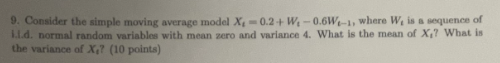 Solved Consider the simple moving average model | Chegg.com