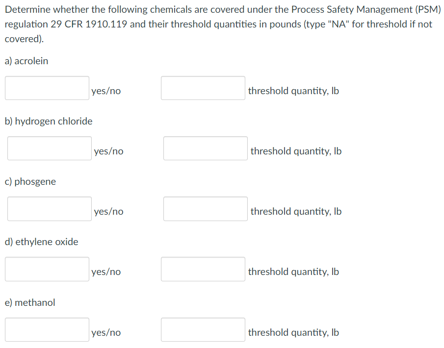 Solved Determine whether the following chemicals are covered | Chegg.com