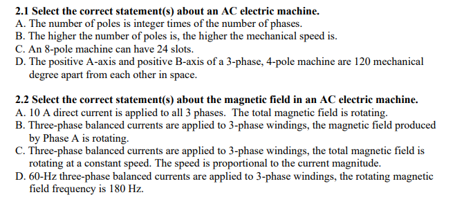Solved 2.1 Select the correct statement(s) about an AC | Chegg.com