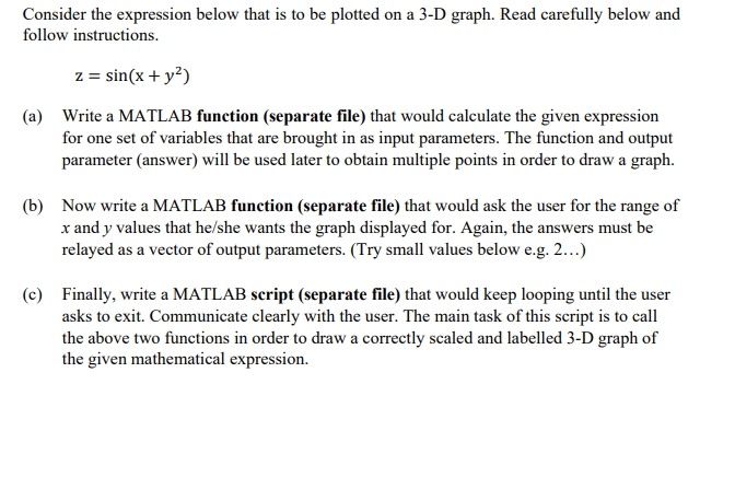 Solved Consider the expression below that is to be plotted | Chegg.com