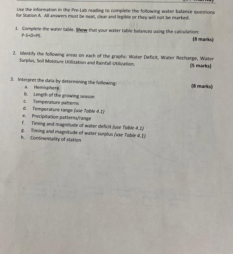 Use the information in the Pre-Lab reading to | Chegg.com