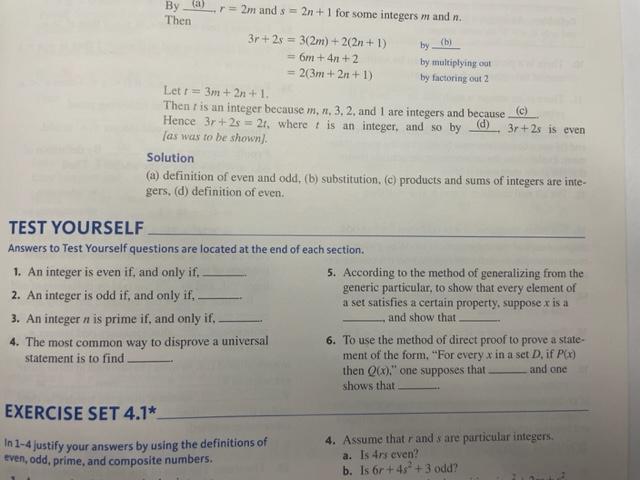 Solved By (a) r=2m and s=2n+1 for some integers m and n. | Chegg.com