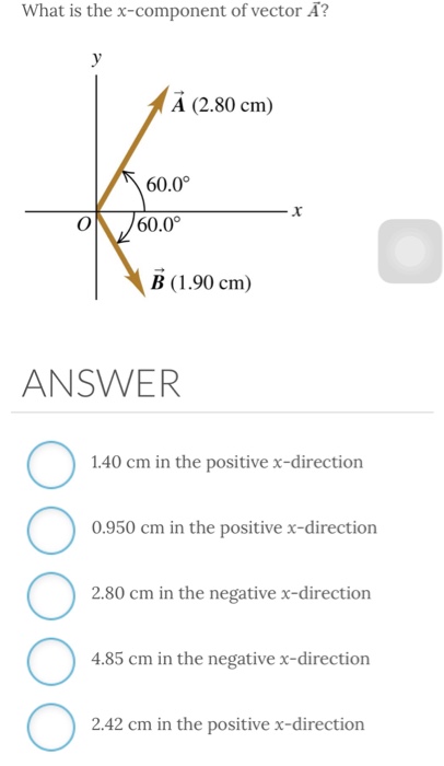 Solved What is the x-component of vector A? .y A (2.80 cm) | Chegg.com