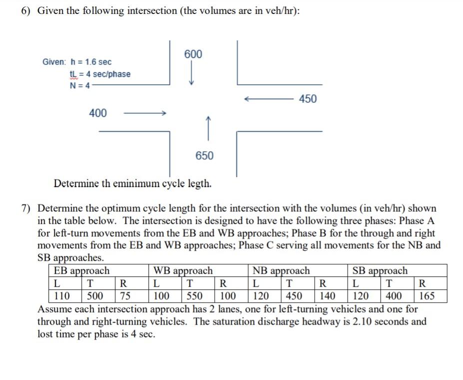Solved 6) Given the following intersection (the volumes are | Chegg.com