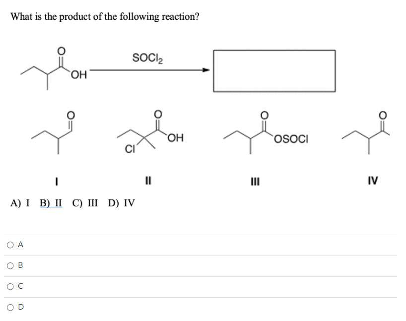 Solved What is the product of the following reaction? SOCI2 | Chegg.com